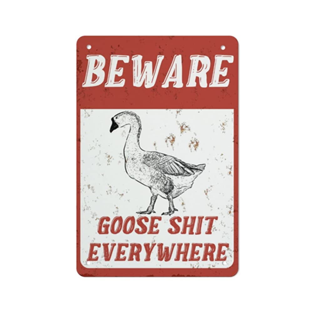 Sign Funny Beware Duck Shi Everywhere Signs Vintage Wall Decor Metal ...