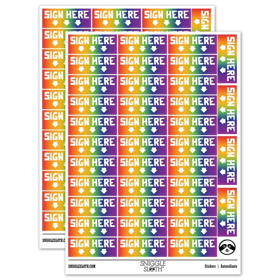 Sign Here Arrows Teacher Student School Sticker Set - Rainbow - Gloss ...