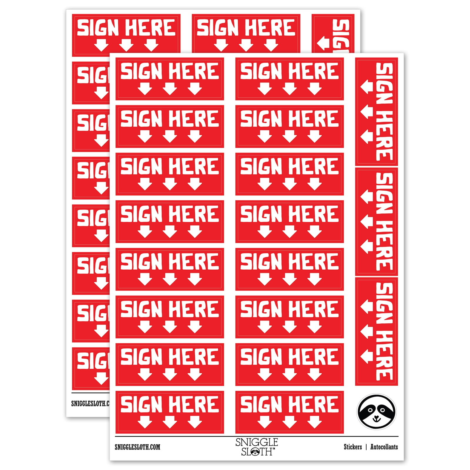 Sign Here Arrows Teacher Student School Sticker Set - Red - Gloss ...