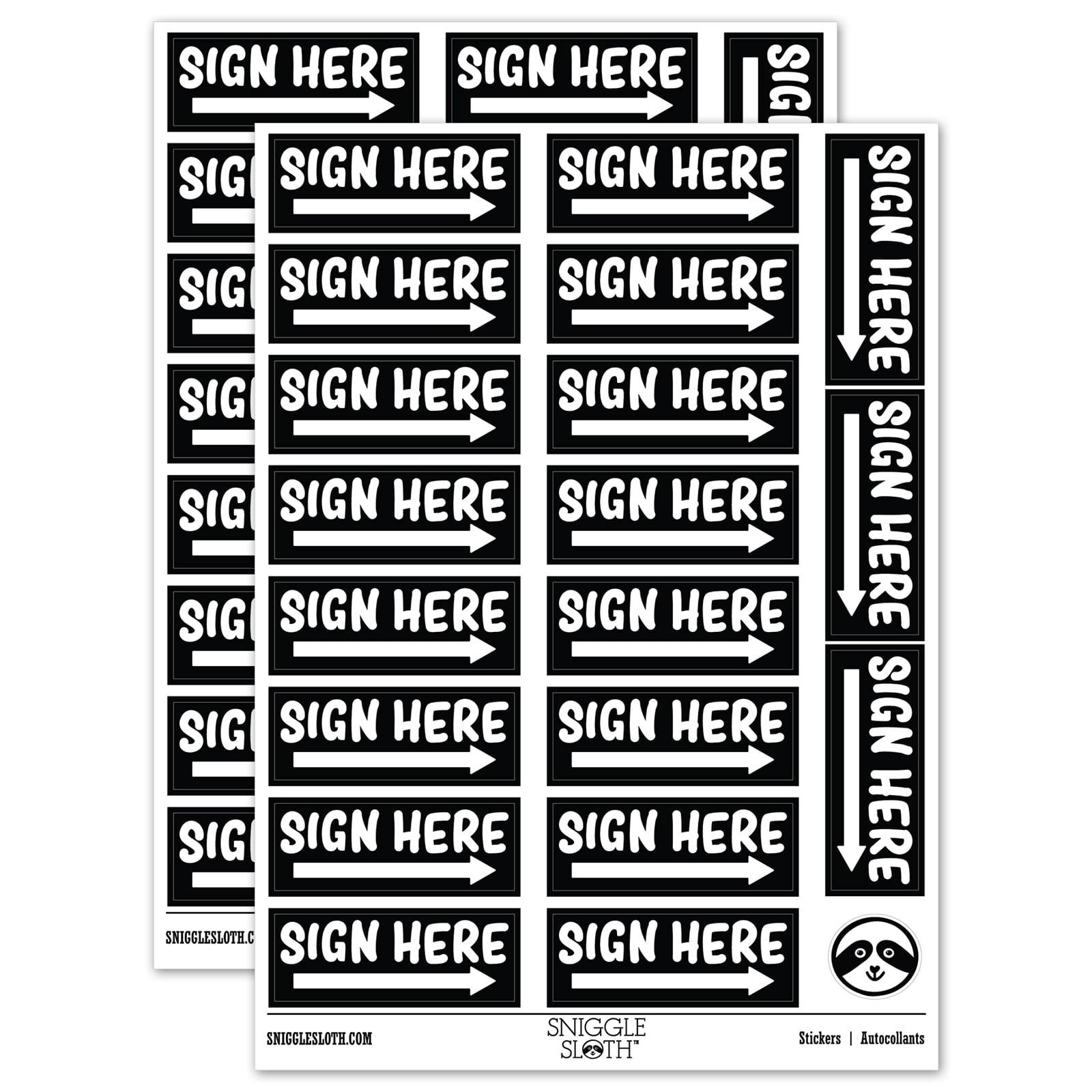 Sign Here Bold Arrow Sticker Set - Black - Gloss Finish - 2.00" Large ...