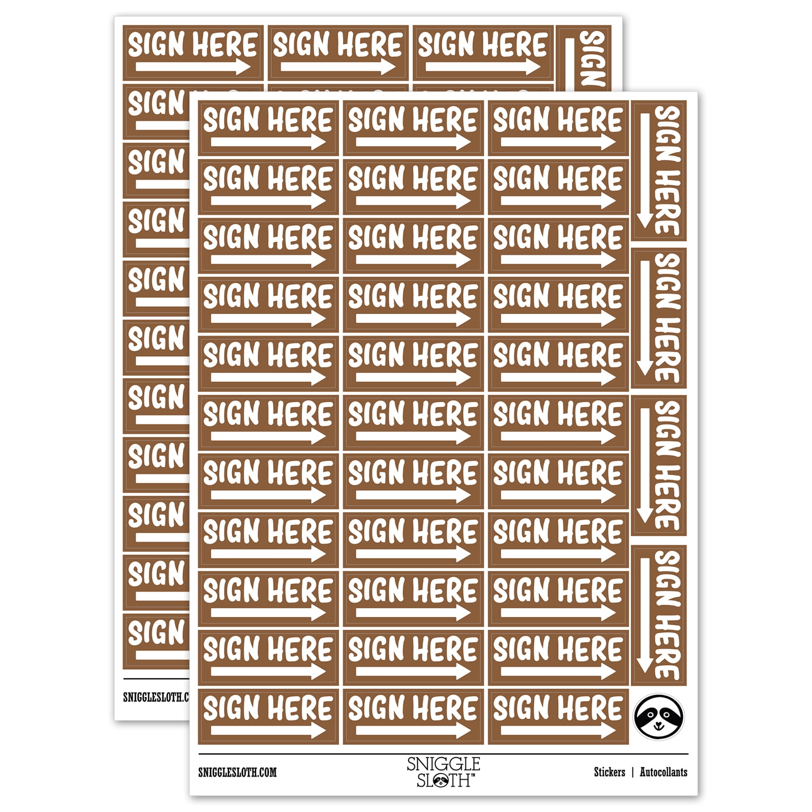 Sign Here Bold Arrow Sticker Set - Brown - Matte Finish - 1.5" Small ...
