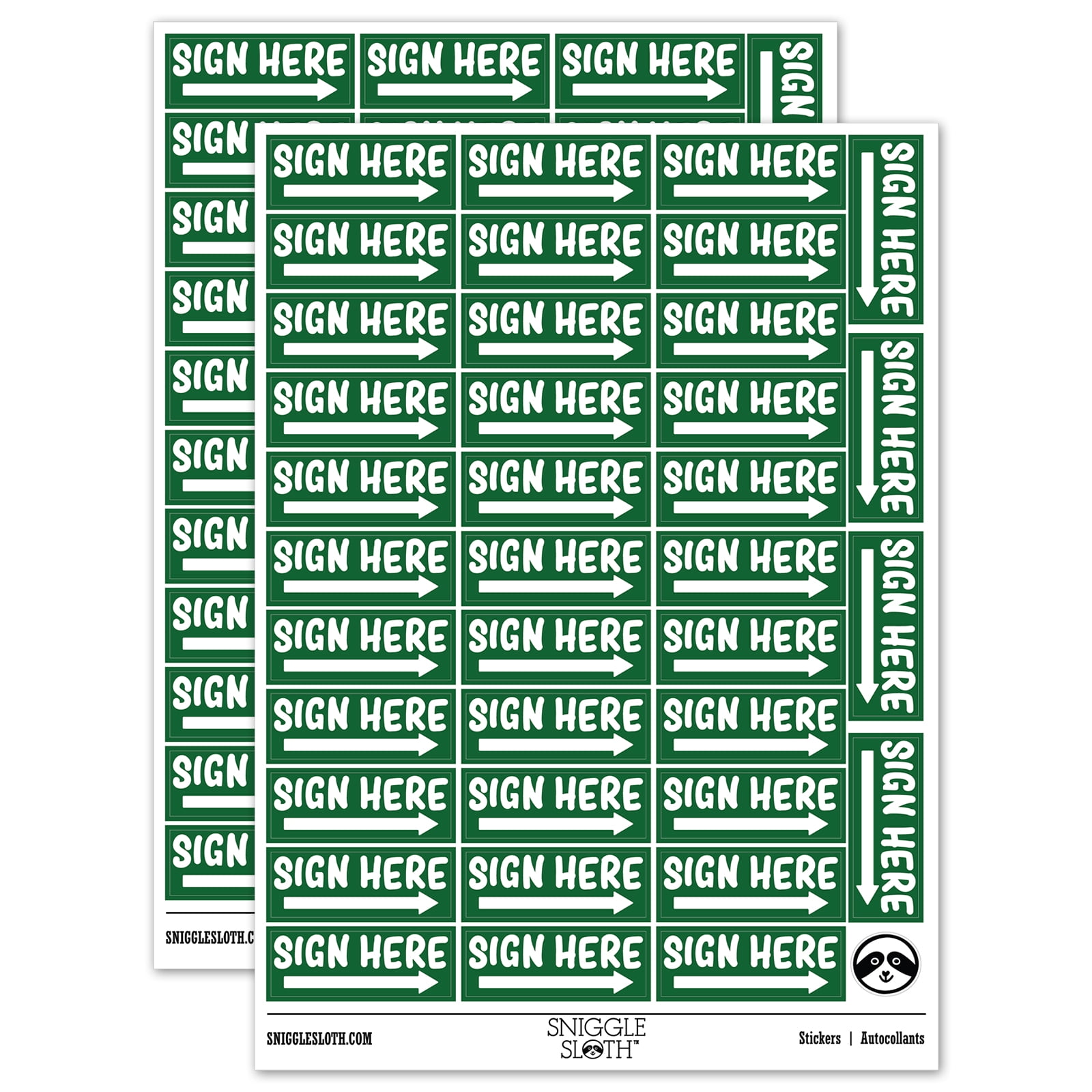 Sign Here Bold Arrow Sticker Set - Dark Green - Gloss Finish - 1.5 ...
