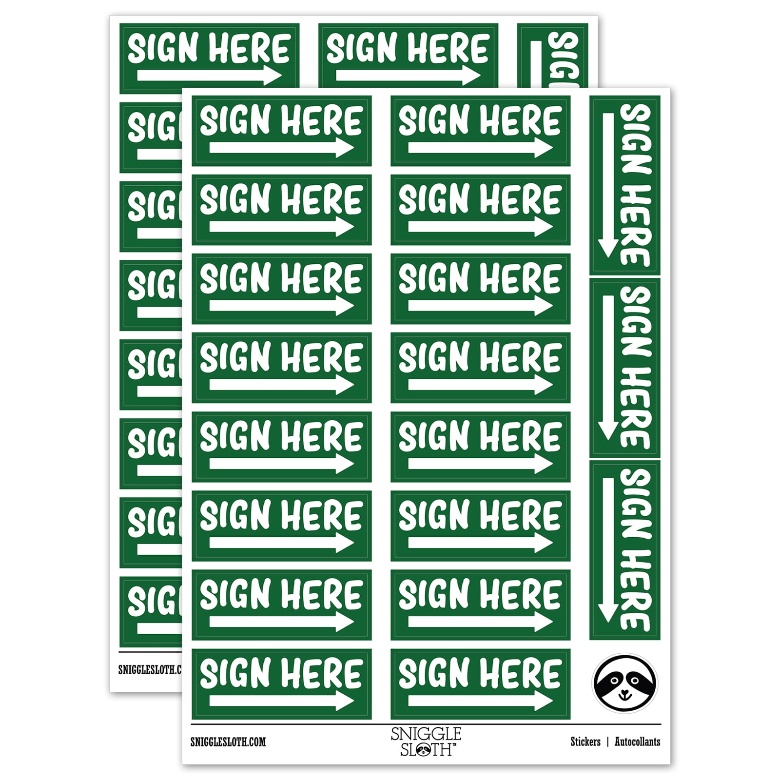 Sign Here Bold Arrow Sticker Set - Dark Green - Matte Finish - 2.00 ...