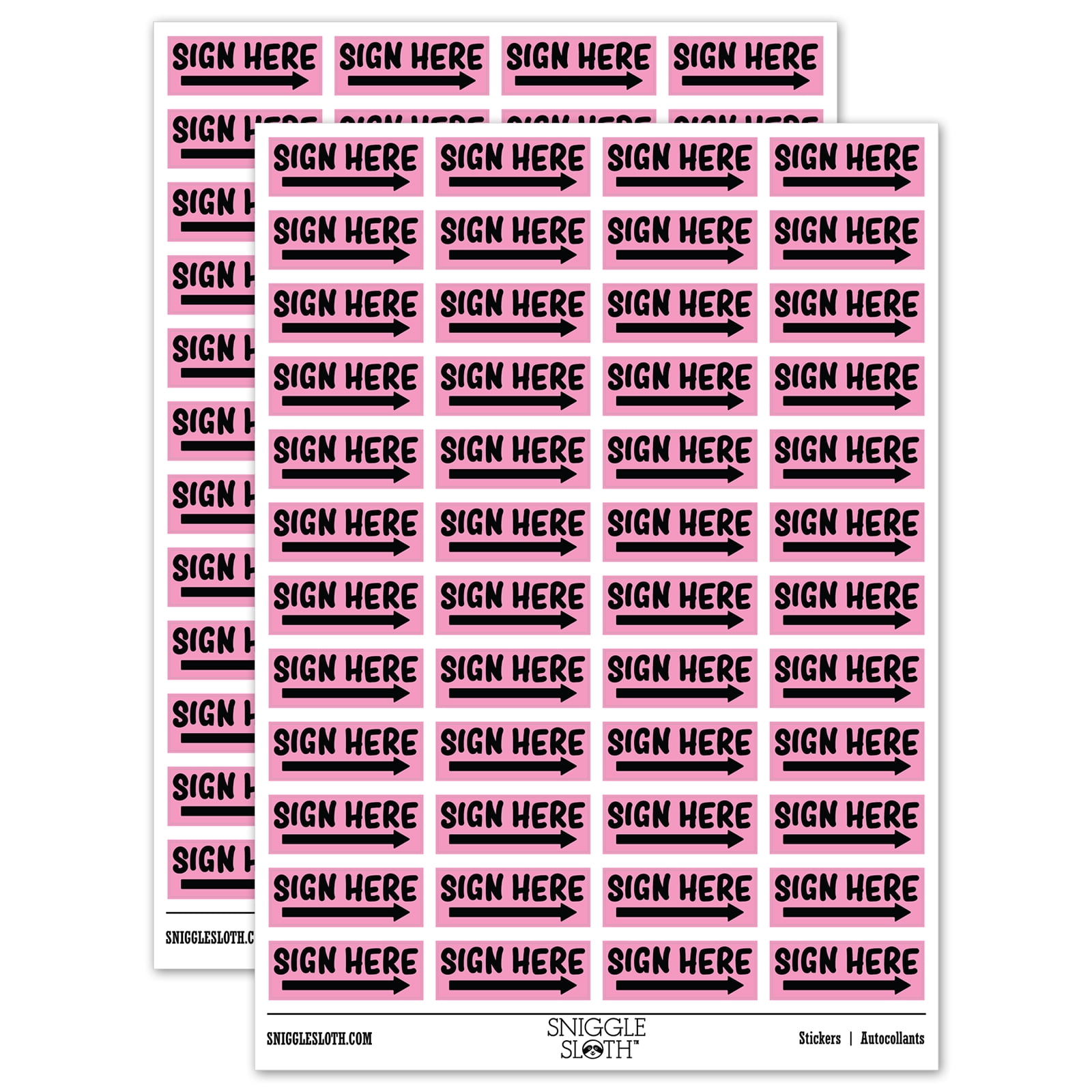 Sign Here Bold Arrow Sticker Set - Light Pink - Gloss Finish - 1.25 ...
