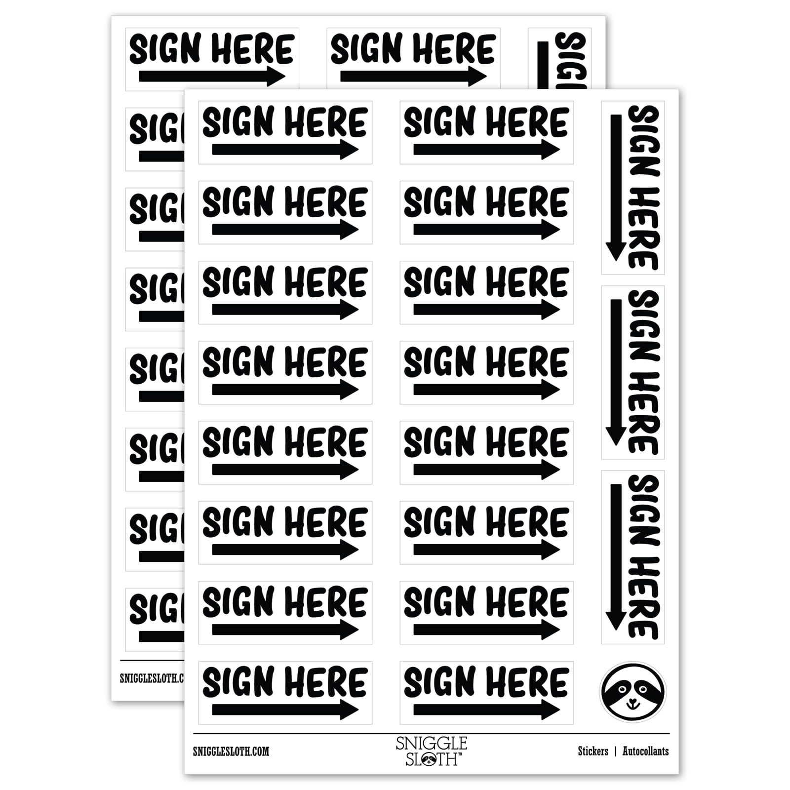 Sign Here Bold Arrow Sticker Set - White - Gloss Finish - 2.00" Large ...
