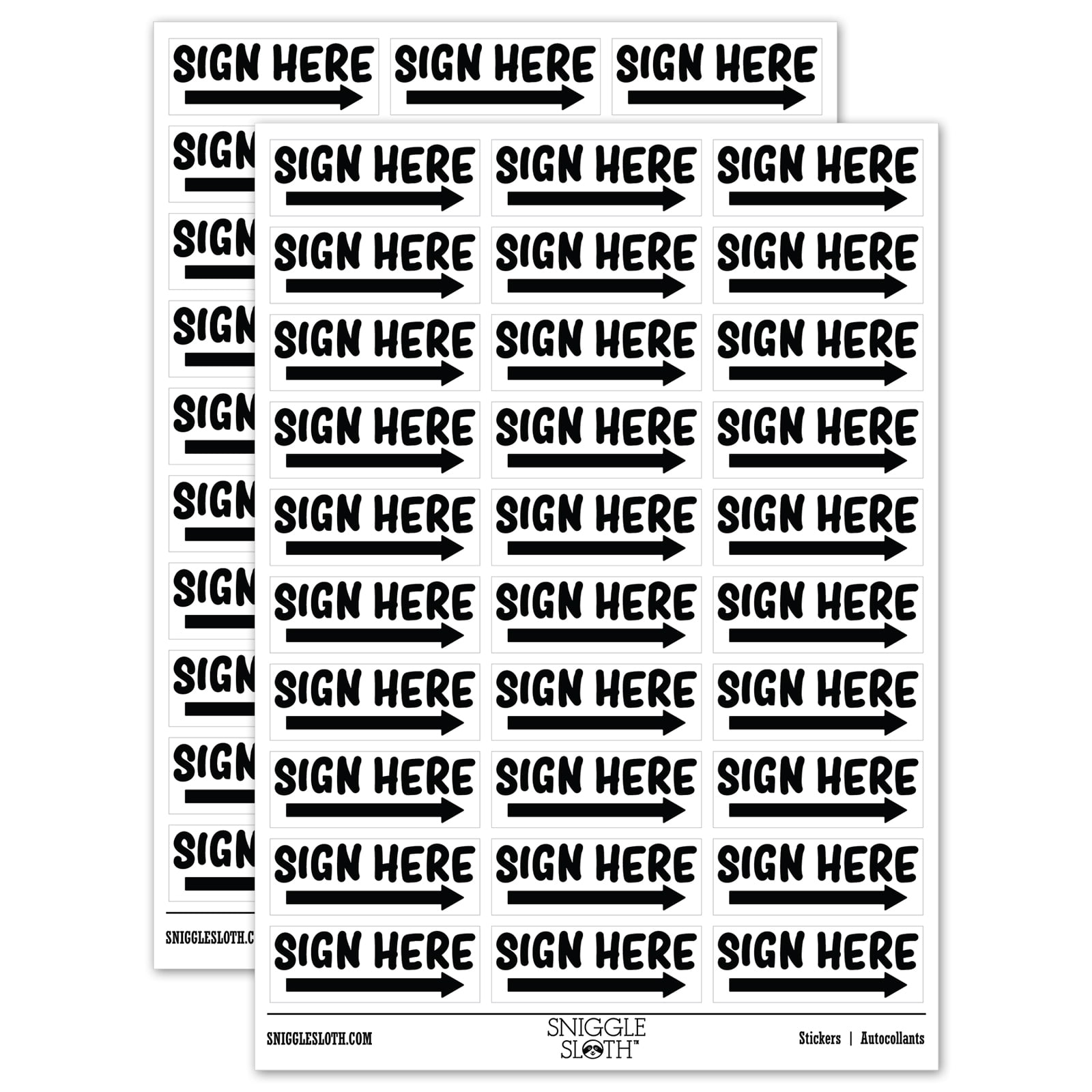 Sign Here Bold Arrow Sticker Set - White - Matte Finish - 1.75" Medium ...