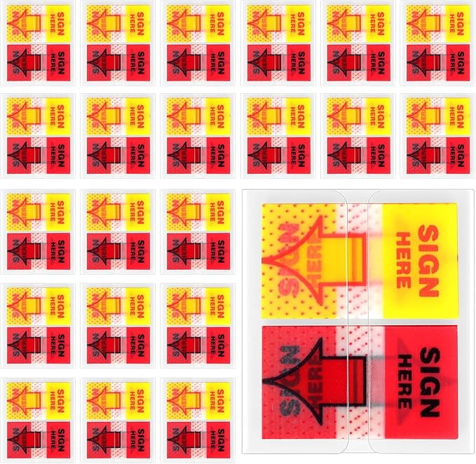 Sign Here Tabs, 1200 Pcs Sign Here Sign Date Sticky Notes Writable and ...