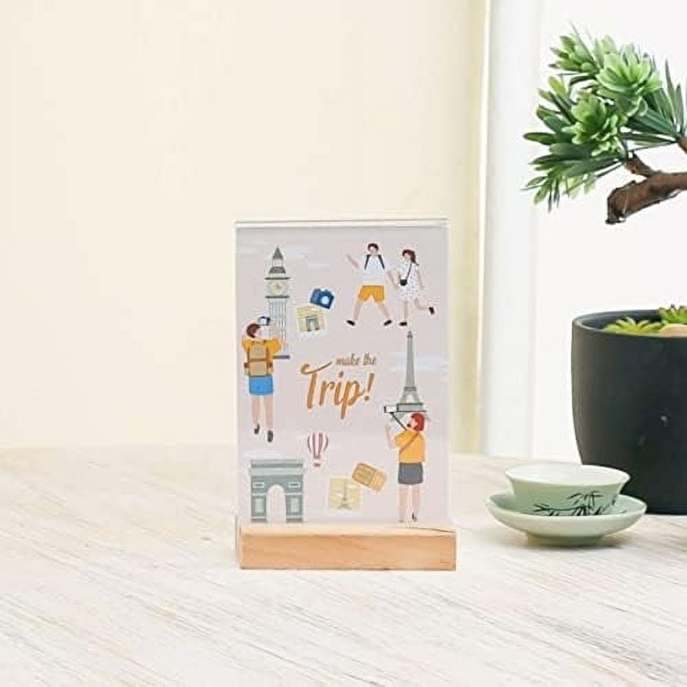 Sign Holder Display Wooden Stand Vertical A6 Display Desk Stand Beige ...