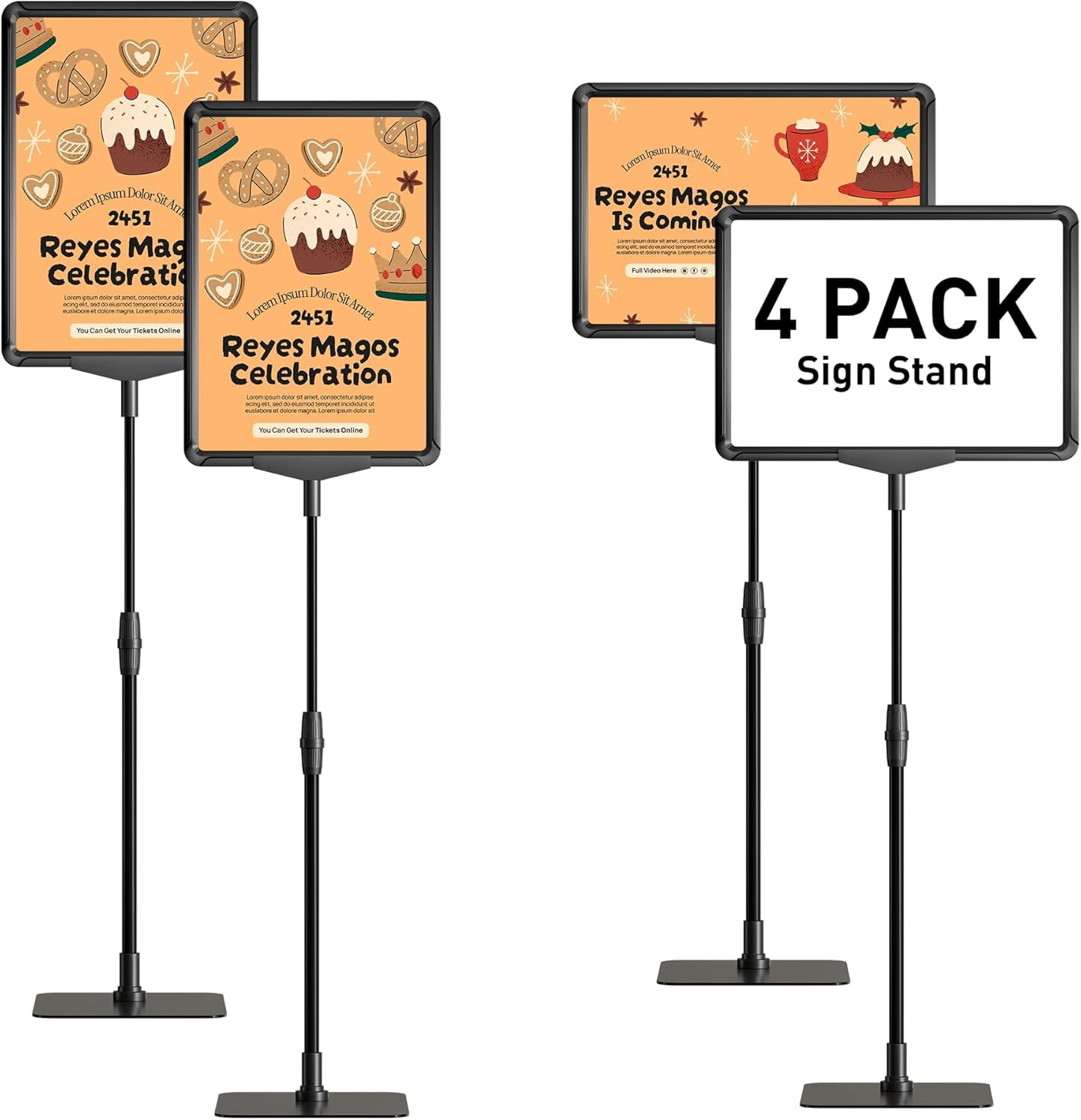 Sign Holder Stand 8.5x11 Inch 4 Pack, Adjustable Floor Standing Sign ...