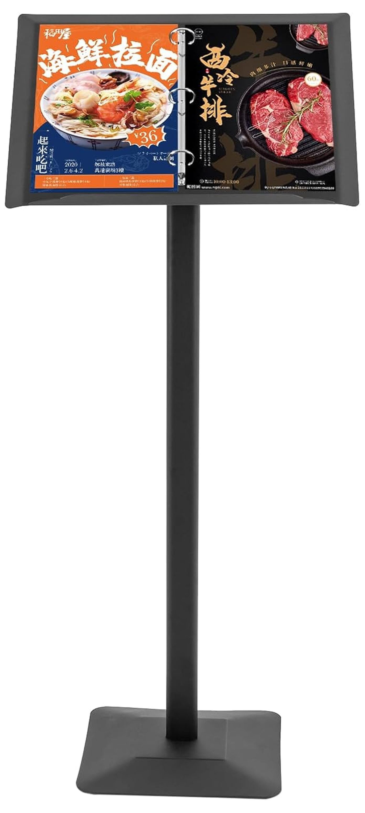 Sign Holder Vertical Menu Stand, Floor Standing Catalogue Browser Ring ...