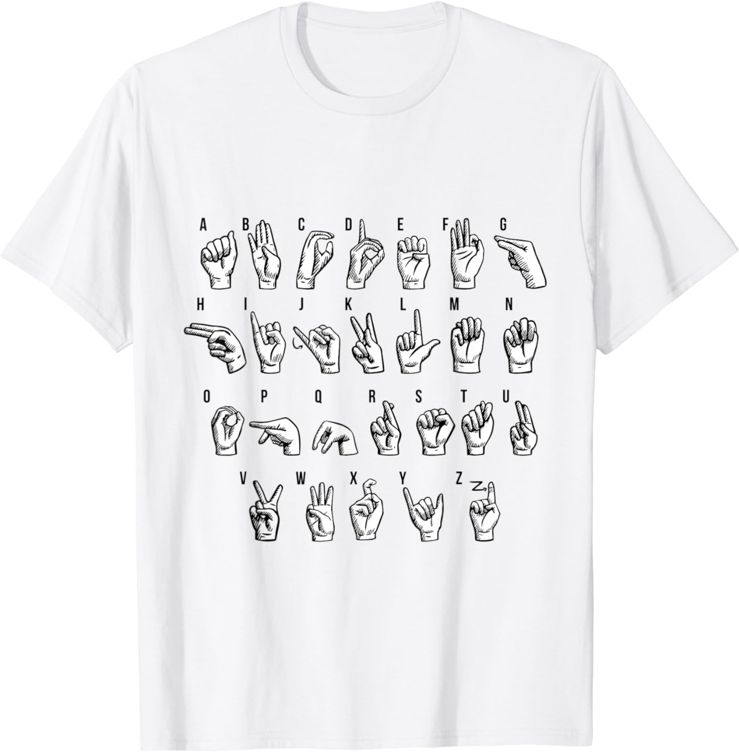 Sign Language ASL Deaf Mute Gesture Alphabet T-Shirt - Walmart.com