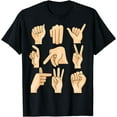 Sign Language ASL Teacher Hand Learning Hearing Impaired Cotton T-Shirt ...