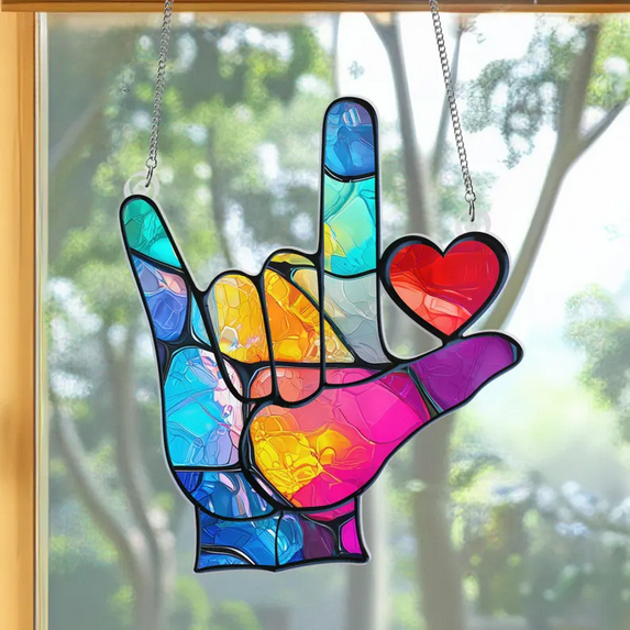 Sign Language Acrylic Suncatcher Window Decor - Walmart.com
