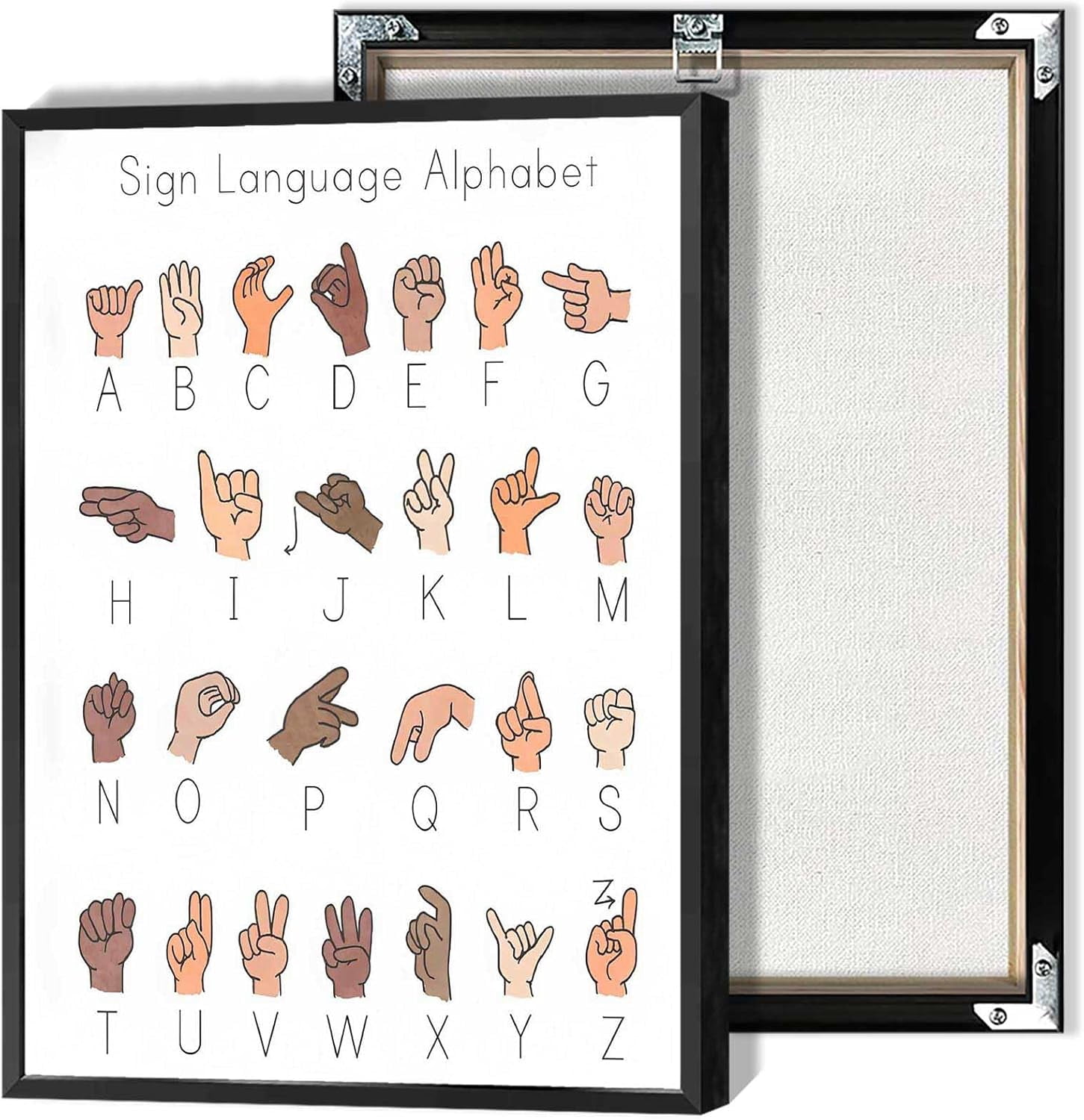 Sign Language Alphabet Poster Asl 26 Letter Canvas Wall Art Nursery ...