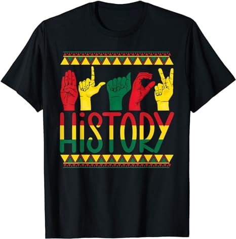 Sign Language Black History Month BHM BLM Pride Afro Women T-Shirt ...