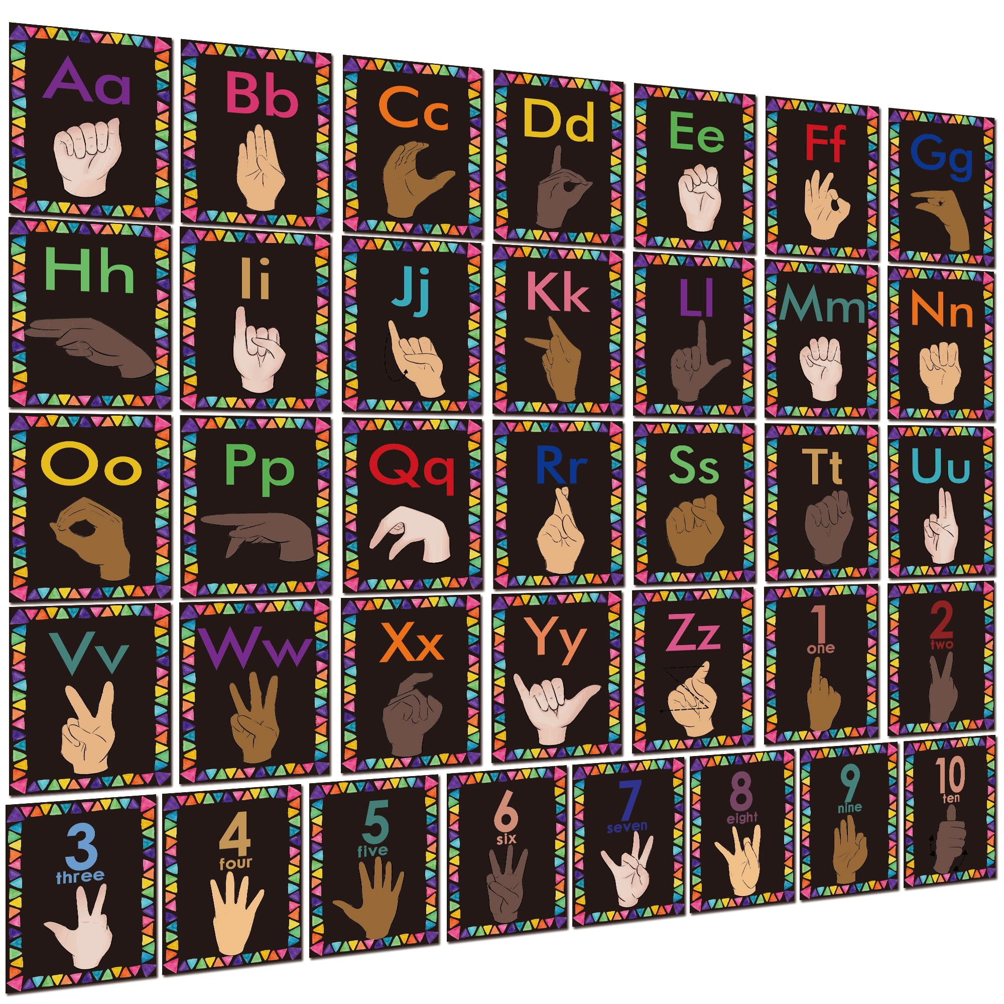 Sign Language Bulletin Board Letters - 36 ASL Alphabet Learning ABC ...