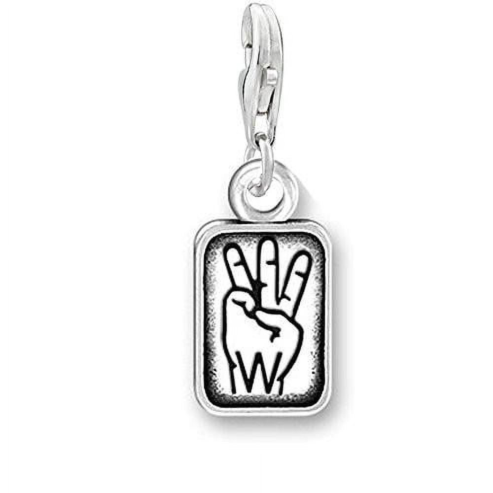 Sign Language Charm Pendant for Bracelets or Necklaces "W" - Walmart.com