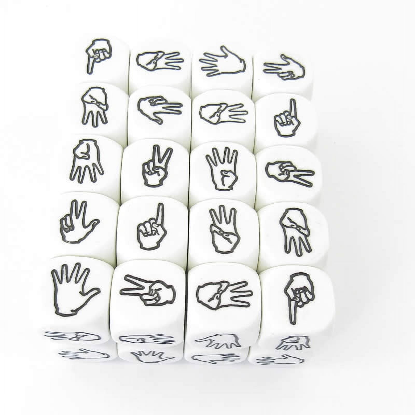 Sign Language Dice White Opaque with Black Symbols D6 20mm (25/32in ...