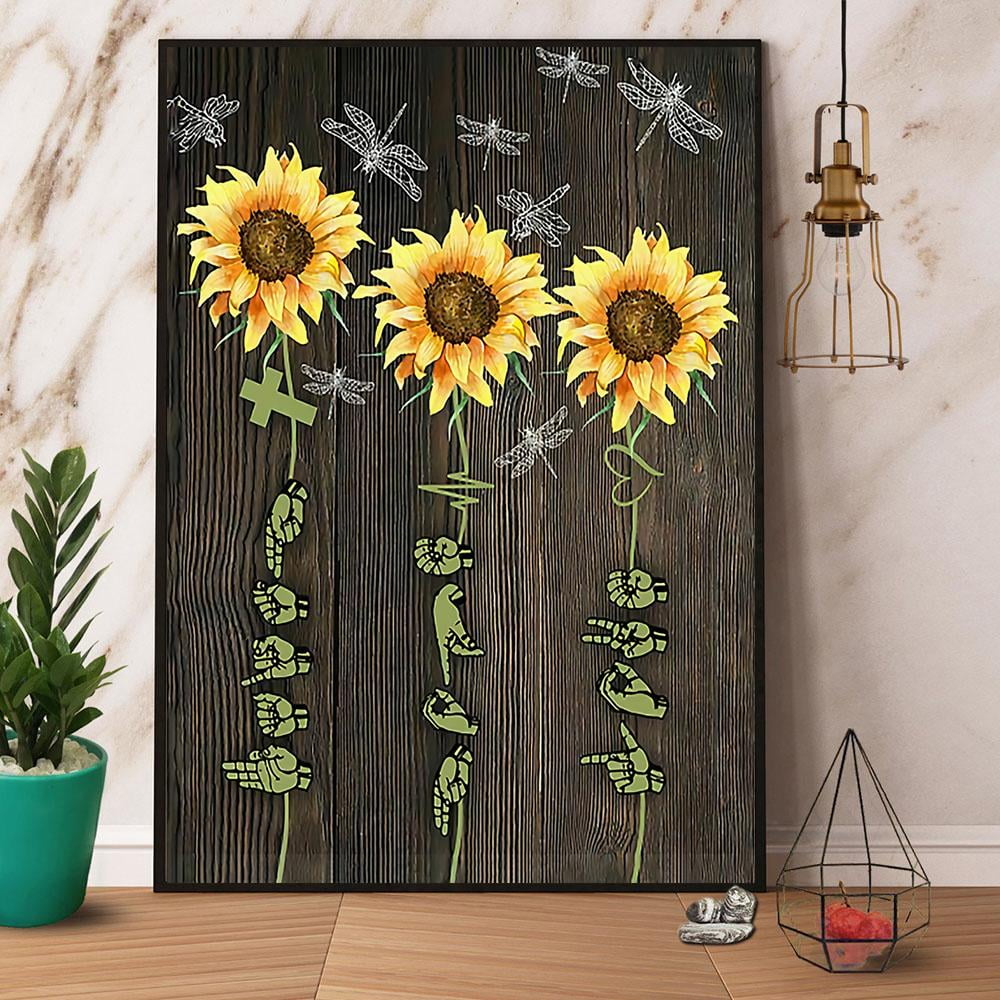 Sign Language Faith Hope Love Sunflower Paper Poster No Frame Matte ...