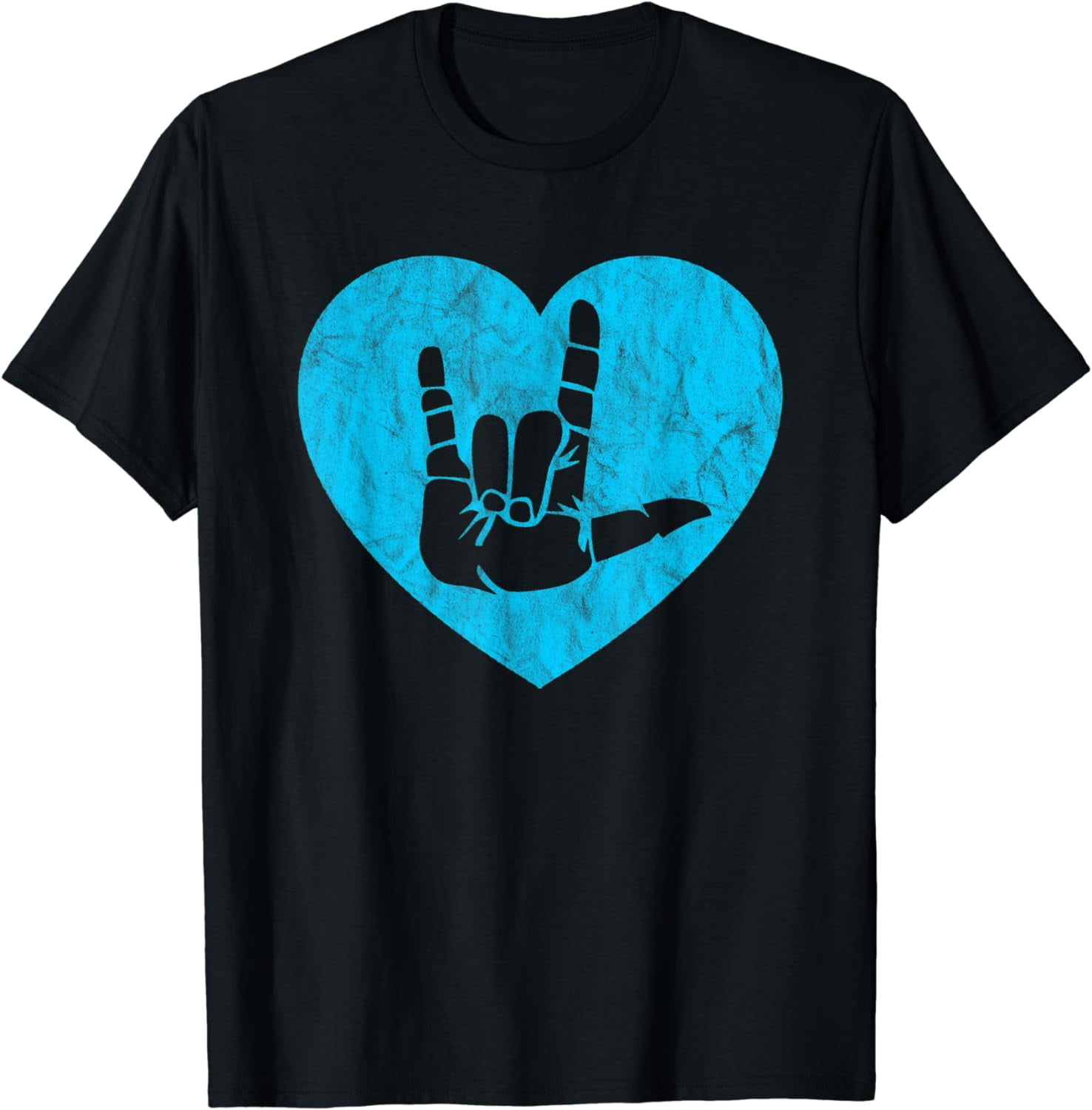 Sign Language I Love You Sign - ASL Retro Distressed Heart - Walmart.com