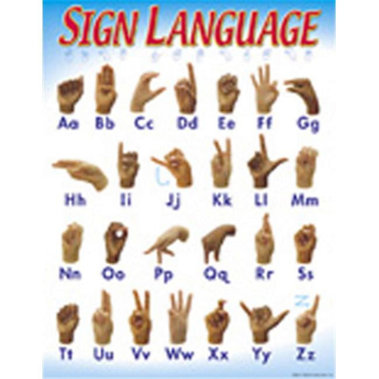 Sign Language Learning Chart, 17" x 22" - Walmart.com