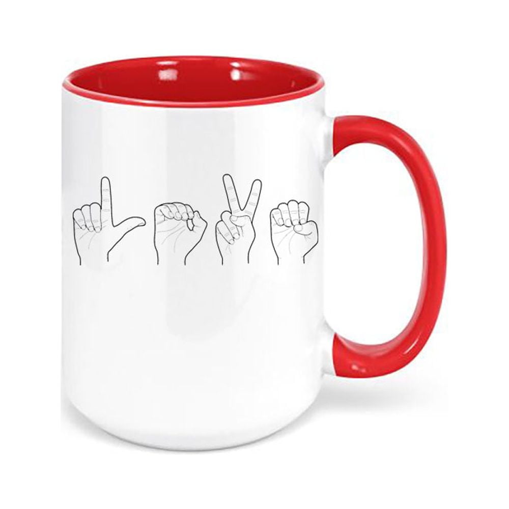 Sign Language Mug, Love Sign Language, Gift For Deaf Person, Finger ...