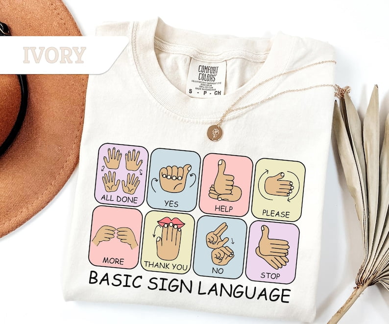Sign Language Shirt, Basic Sign Language T-Shirt, ASL Tee, Speech ...