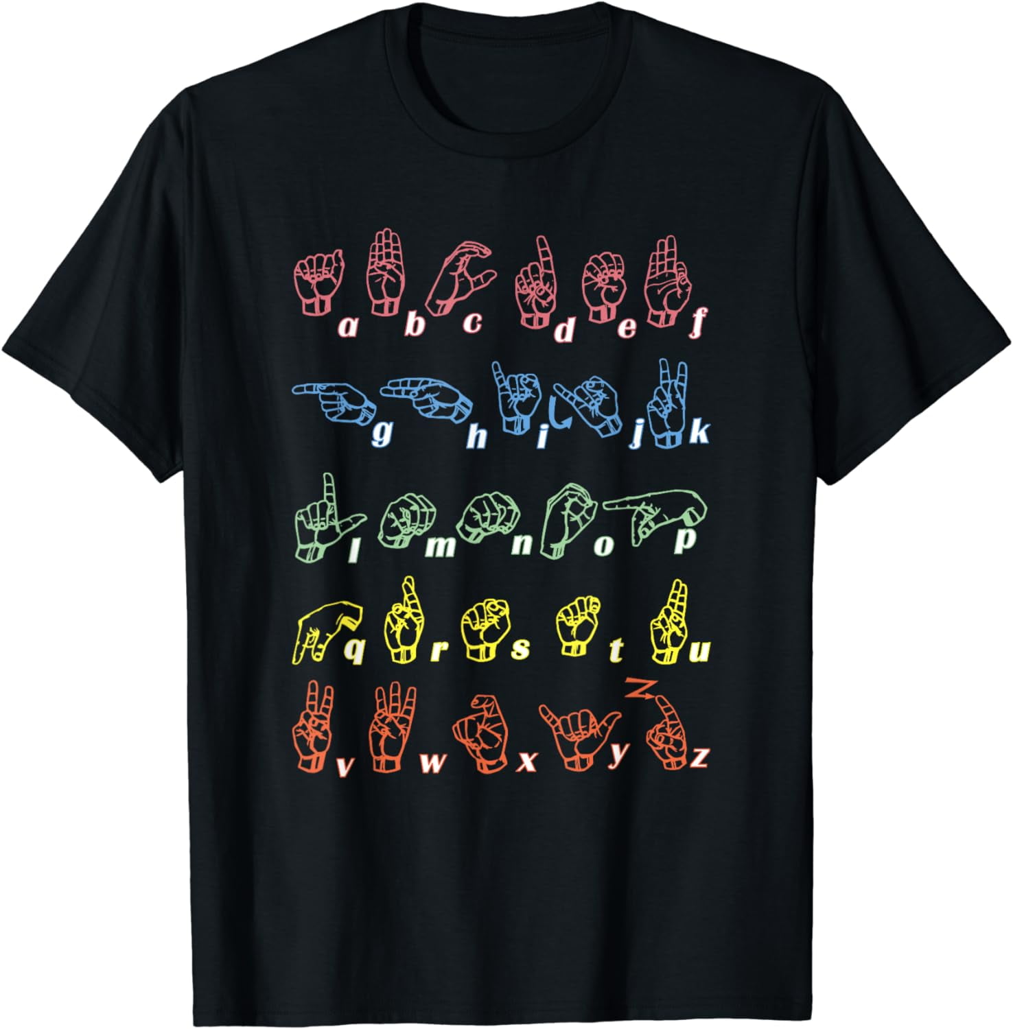 Sign Language T-Shirt ASL Teacher Hand Alphabet Learning Tee - Walmart.com