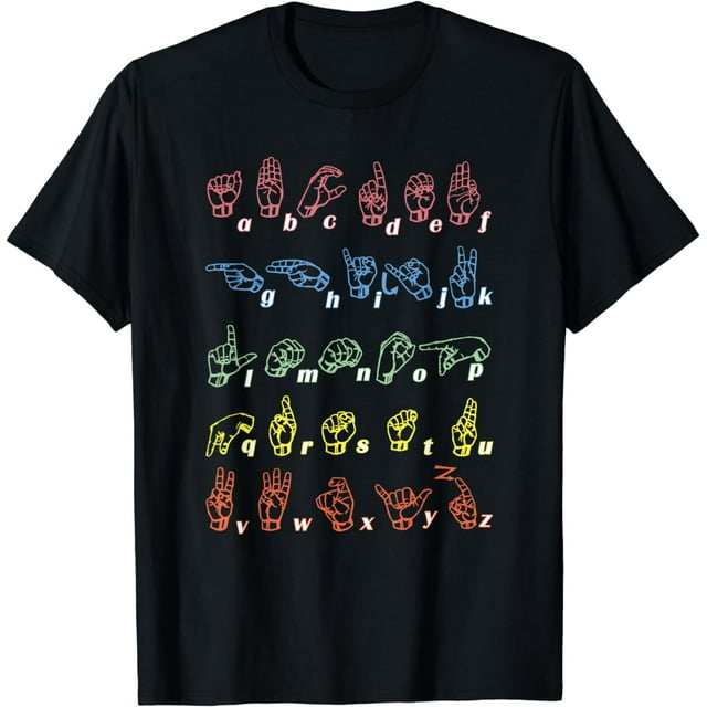 Sign Language T-Shirt ASL Teacher Hand Alphabet Learning Tee - Walmart.com