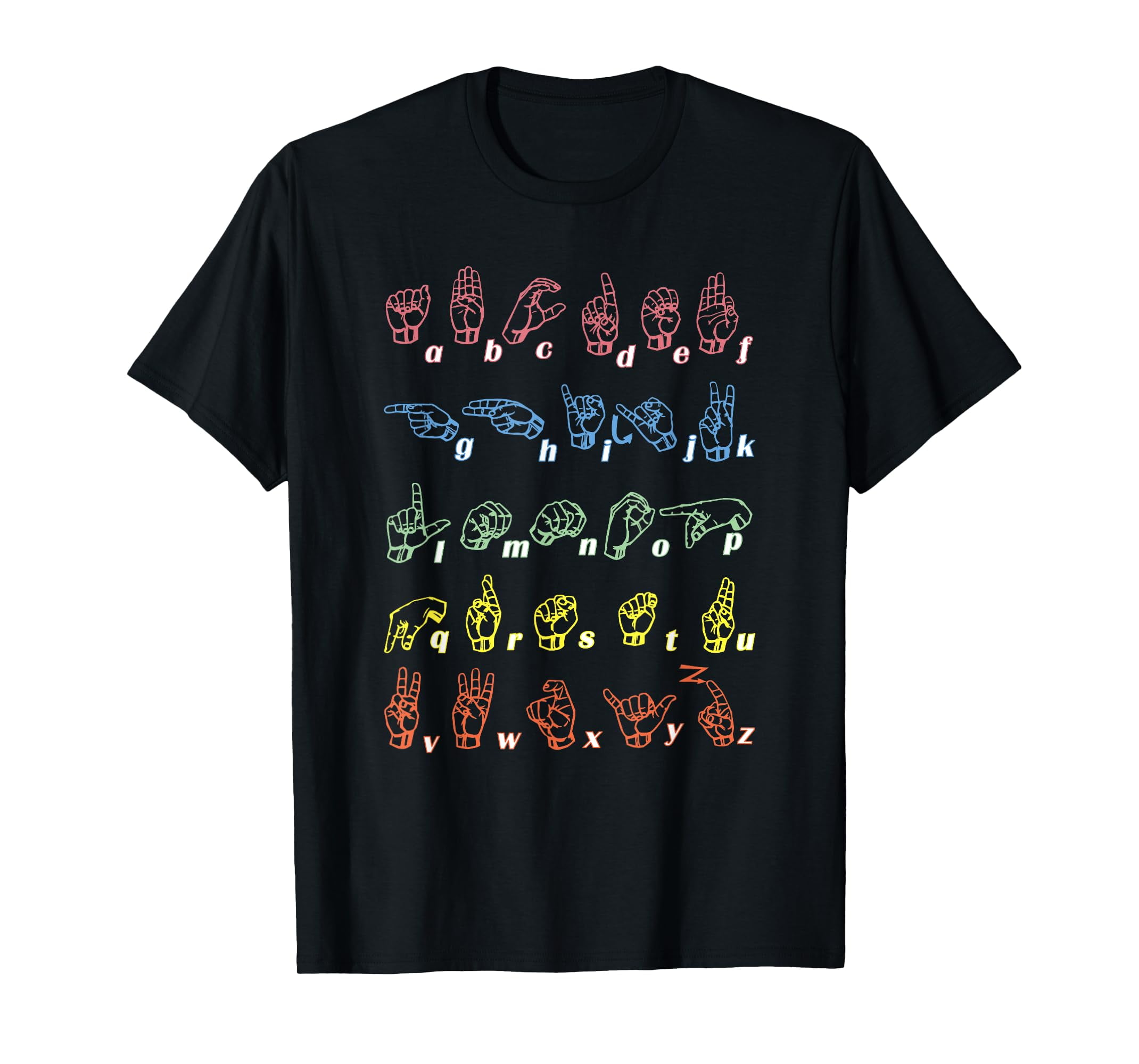Sign Language T-Shirt ASL Teacher Hand Alphabet Learning Tee - Walmart.com