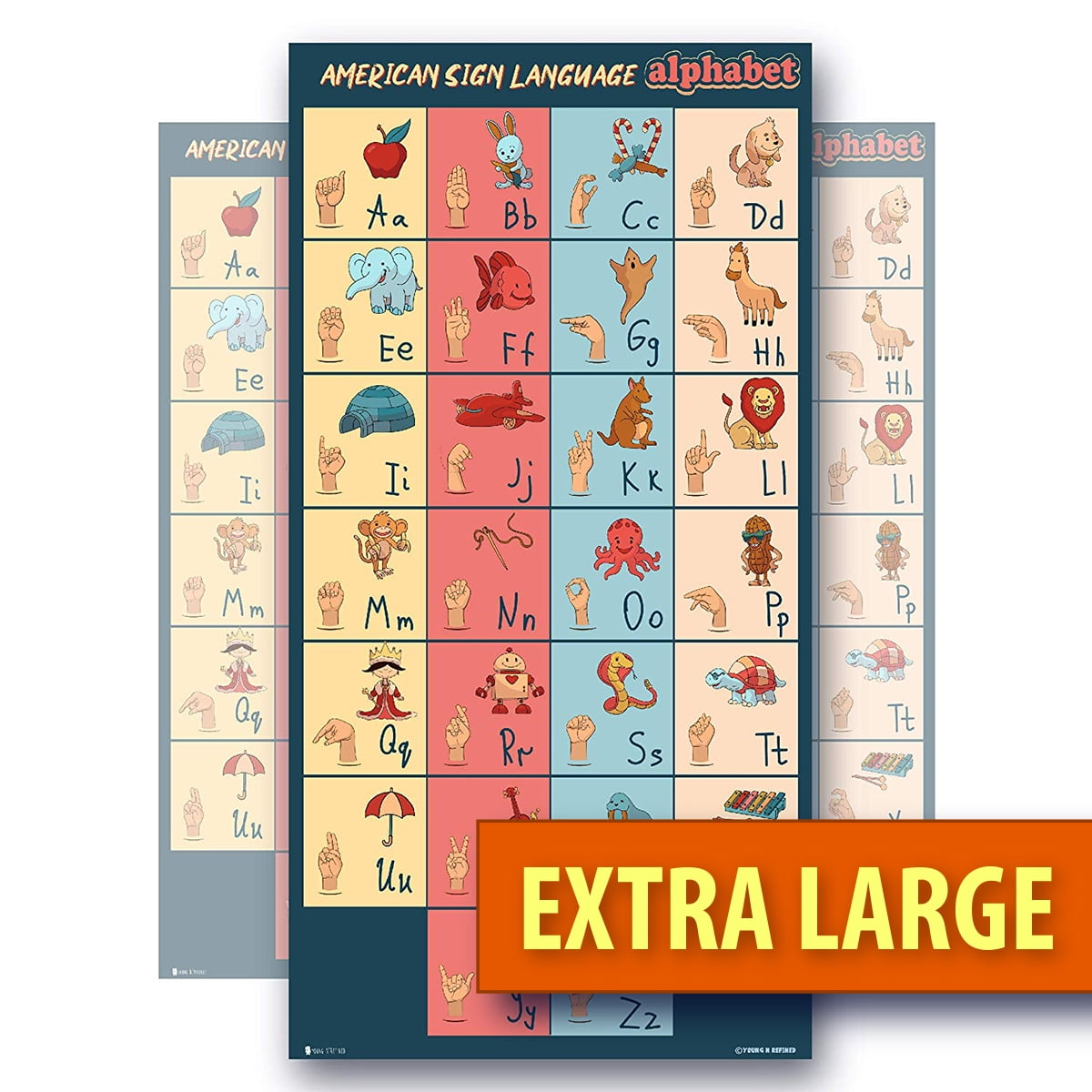 Sign Language kids Alphabet SUPER EXTRA LARGE LAMINATED poster Young N ...