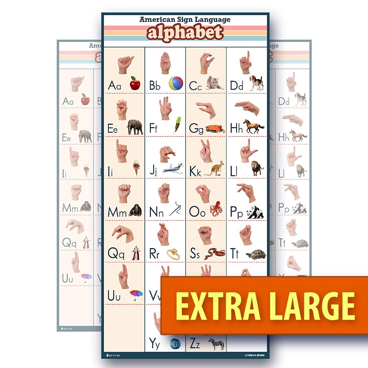 Sign Language kids abc SUPER EXTRA LARGE LAMINATED poster with pictures ...