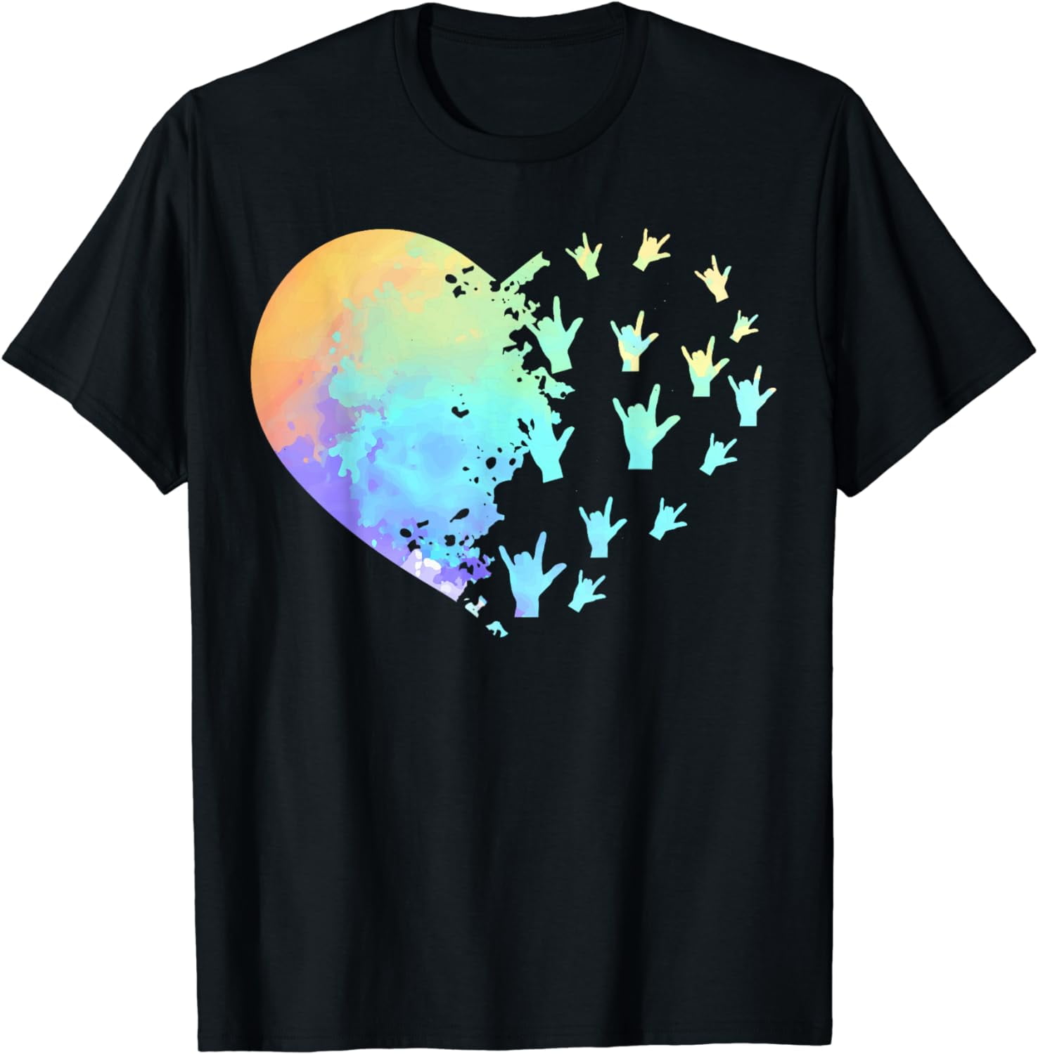 Sign Languages Teacher Linguist Heart Hand Sign Interpreter Cotton T ...