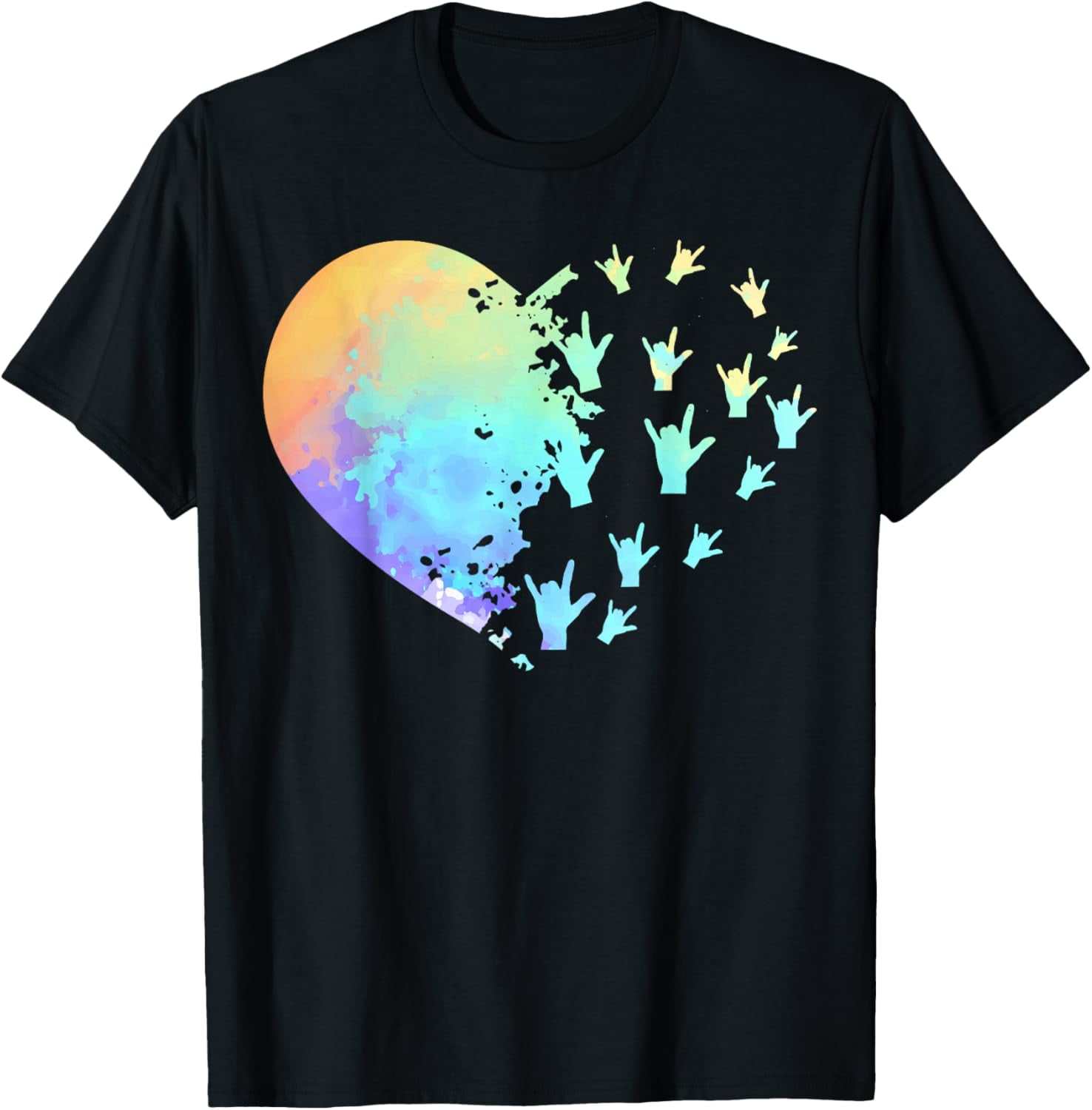 Sign Languages Teacher Linguist Heart Hand Sign Interpreter T-Shirt men ...