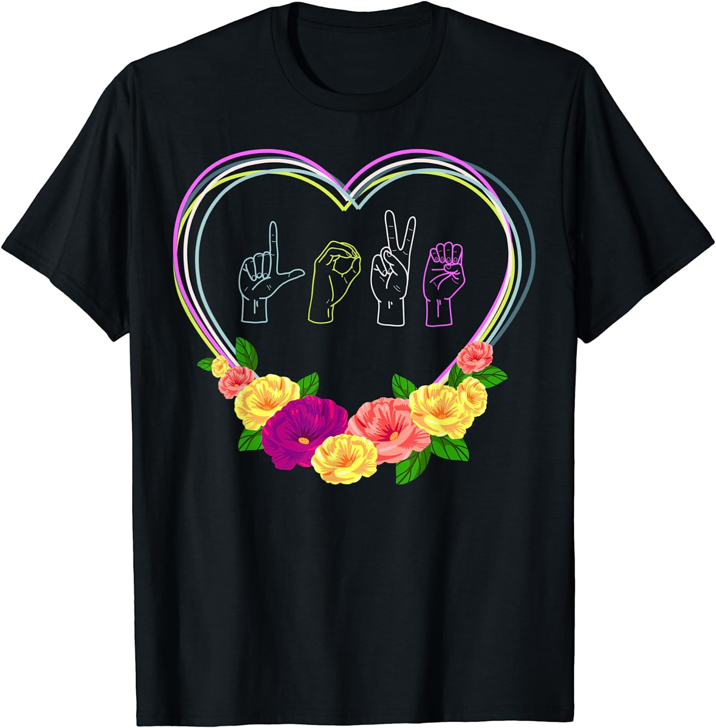 Sign Languages Teacher Linguist Heart Hand Sign Interpreter Womens T ...