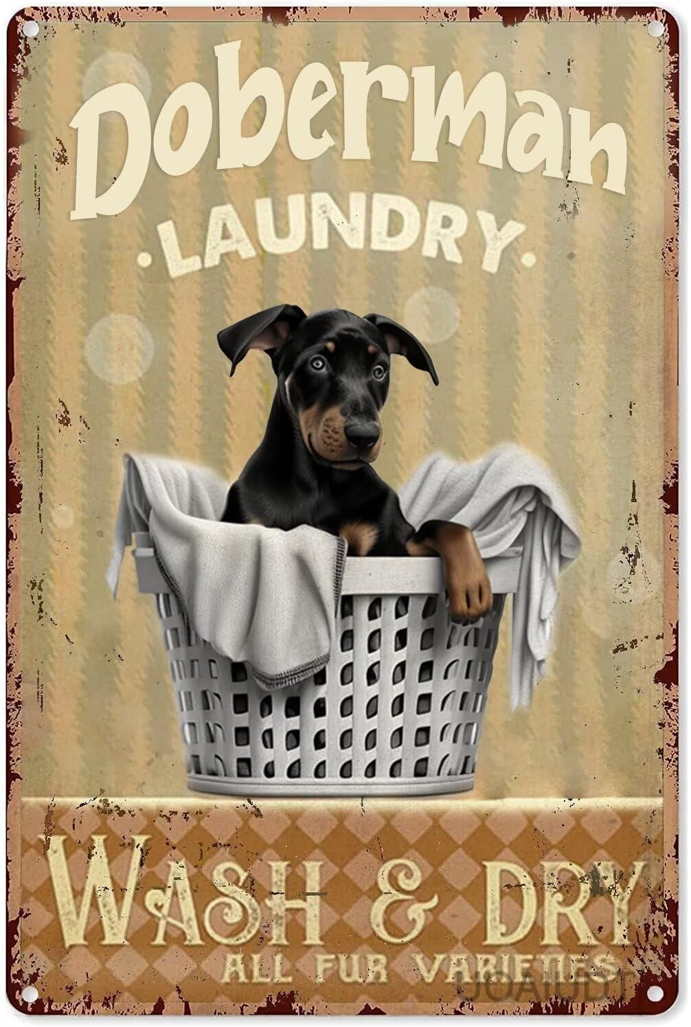 Sign Laundry Wash & Dry All Fur Varieties Laundry Room Poster Doberman ...