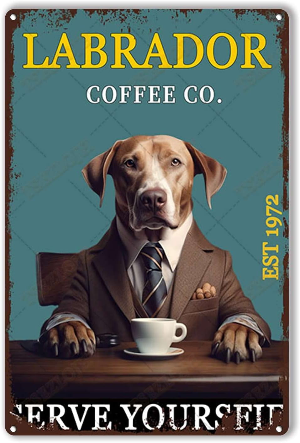 Sign Metal Tin Sign Dog Tin Sign Serve Yourself Wall Art Decor Metal ...