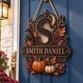 Sign, Personalized Halloween Family Name, Wooden Pumpkin and Black Cat ...