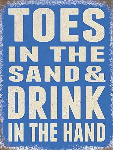 Sign Sand Toes Beach Seaside Theme Vintage Wall Decor Metal Sign Size ...
