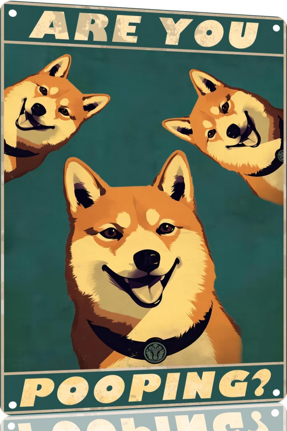 Sign Shiba Inu Are You Pooping Sign Vintage Funny Sign Retro Aluminum ...