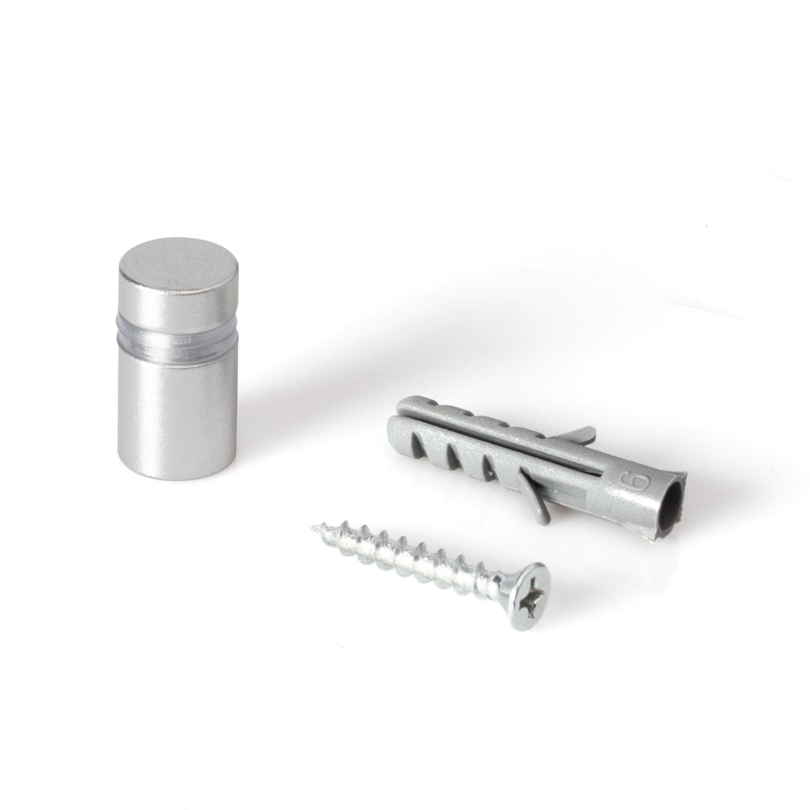 Sign Standoff 1/2" Diameter x 1/2" Barrel Length Silver Aluminum Eco ...