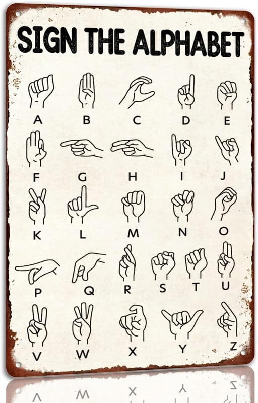 Sign The Alphabet Metal Sign Vintage Asl Tin Signs Language Alphabet ...