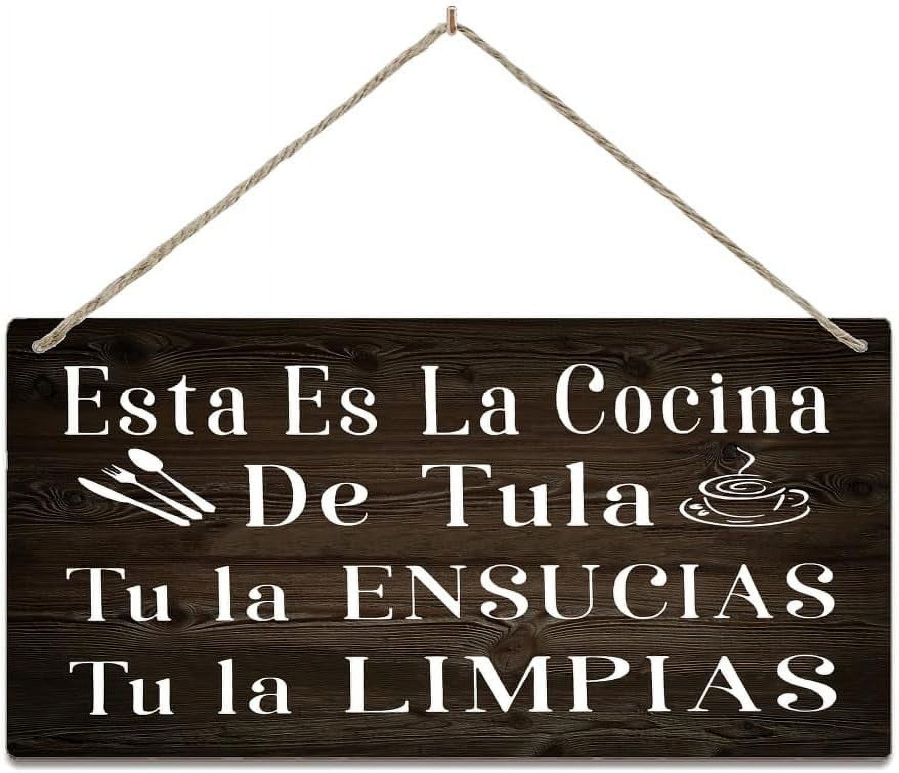 Sign Wall Art Definition Wood Plaque Esta Es La Cocina De Tulaspanish ...