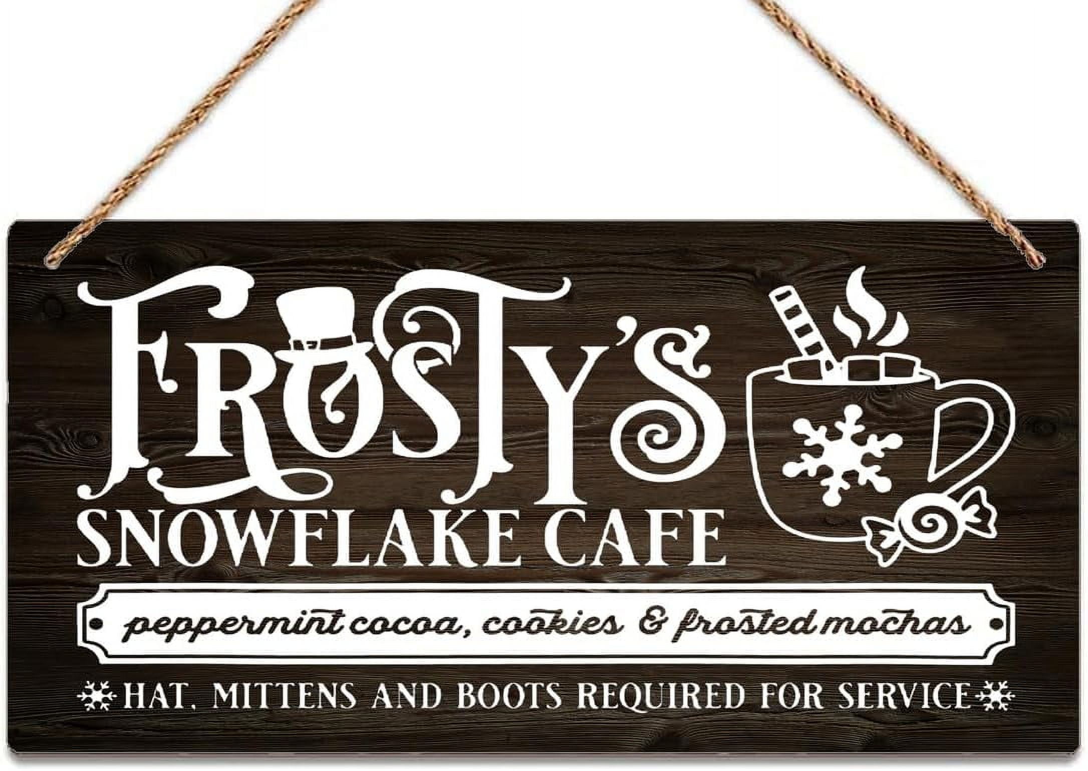 Sign Wall Art Definition Wood Plaque Frosty'S Snowflake Cafe Sign ...