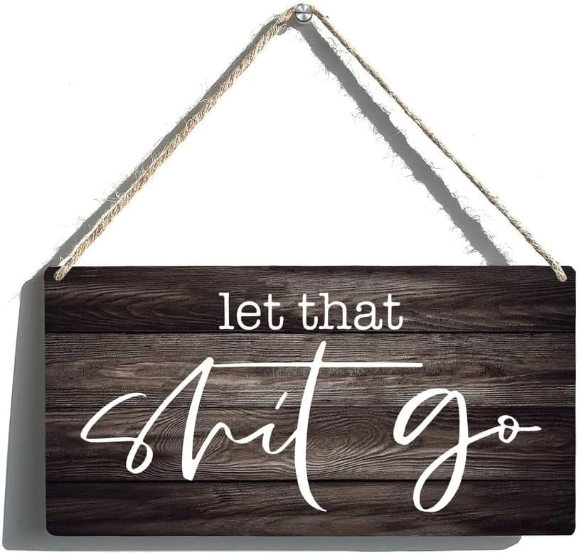 Sign Wall Art Definition Wood Plaque Funny Bathroom Sign Let That Shit ...