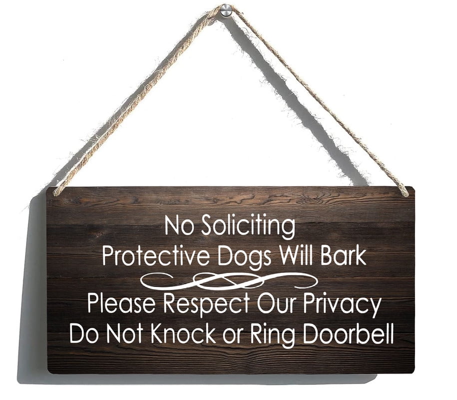 Sign Wall Art Definition Wood Plaque No Soliciting Sign Protective Dog ...