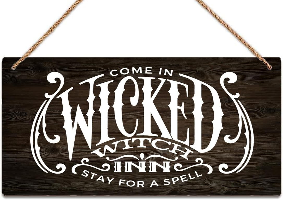 Sign Wall Art Definition Wood Plaque Wicked Witch Inn For Halloween ...