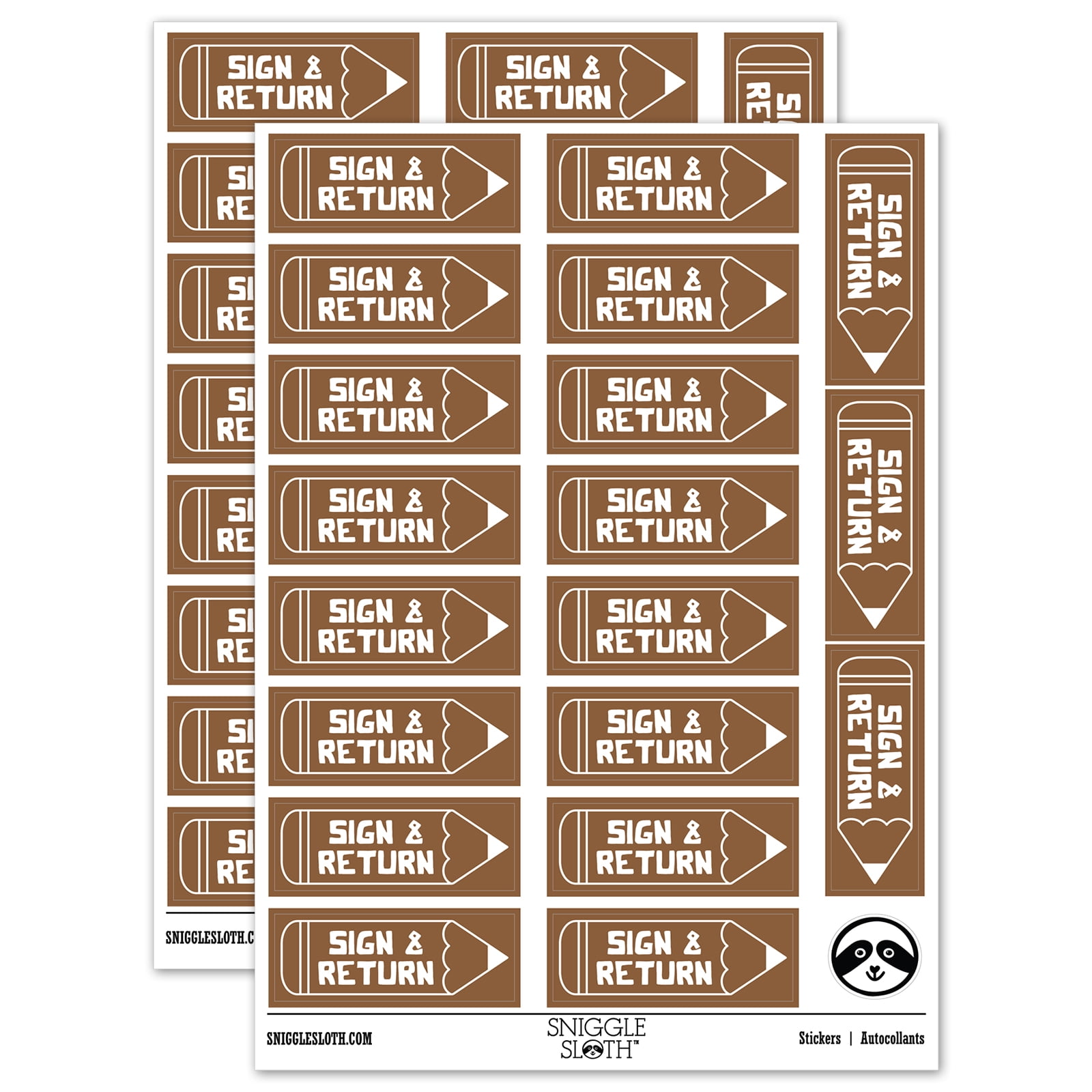 Sign and Return Pencil Teacher Student School Sticker Set - Brown ...