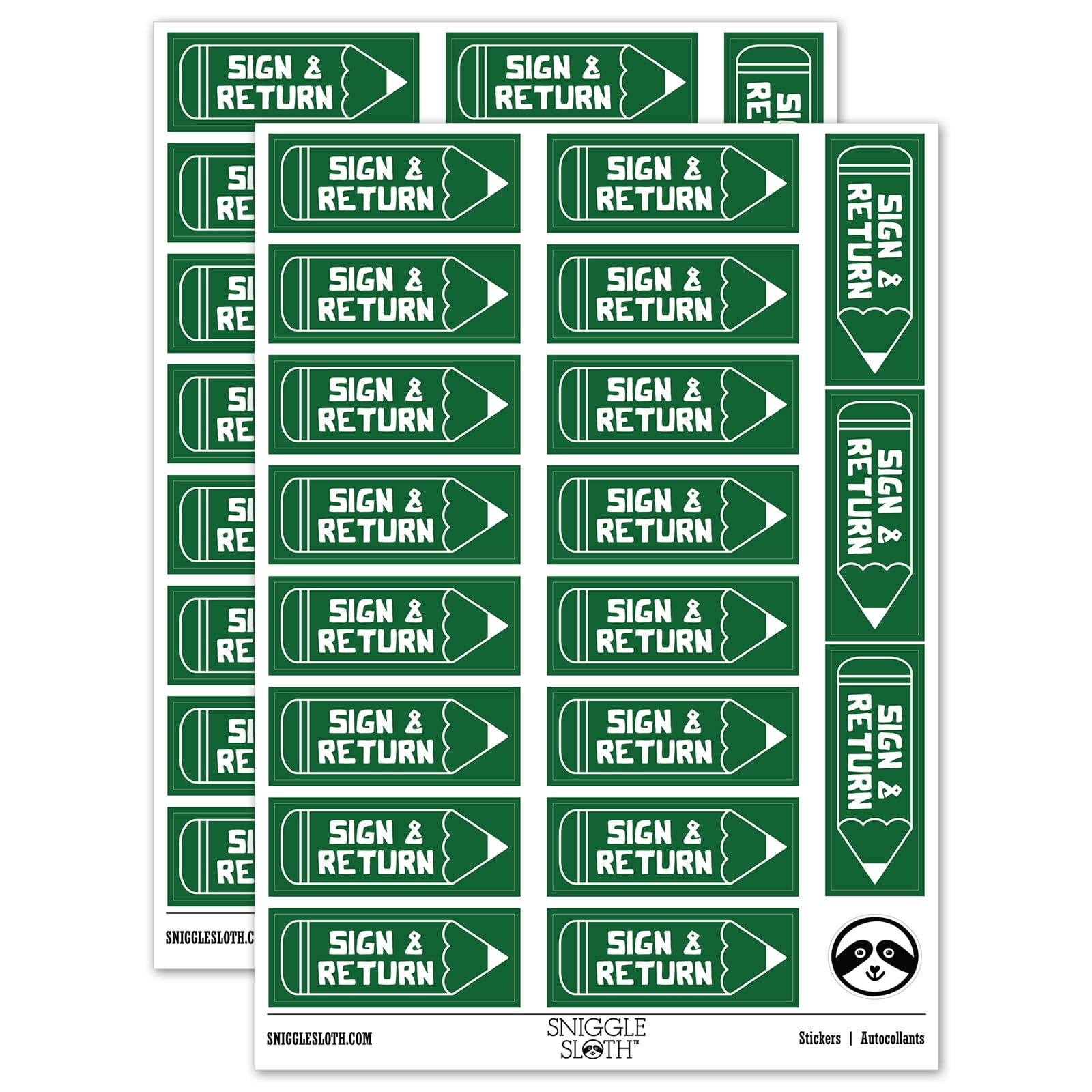 Sign and Return Pencil Teacher Student School Sticker Set - Dark Green ...