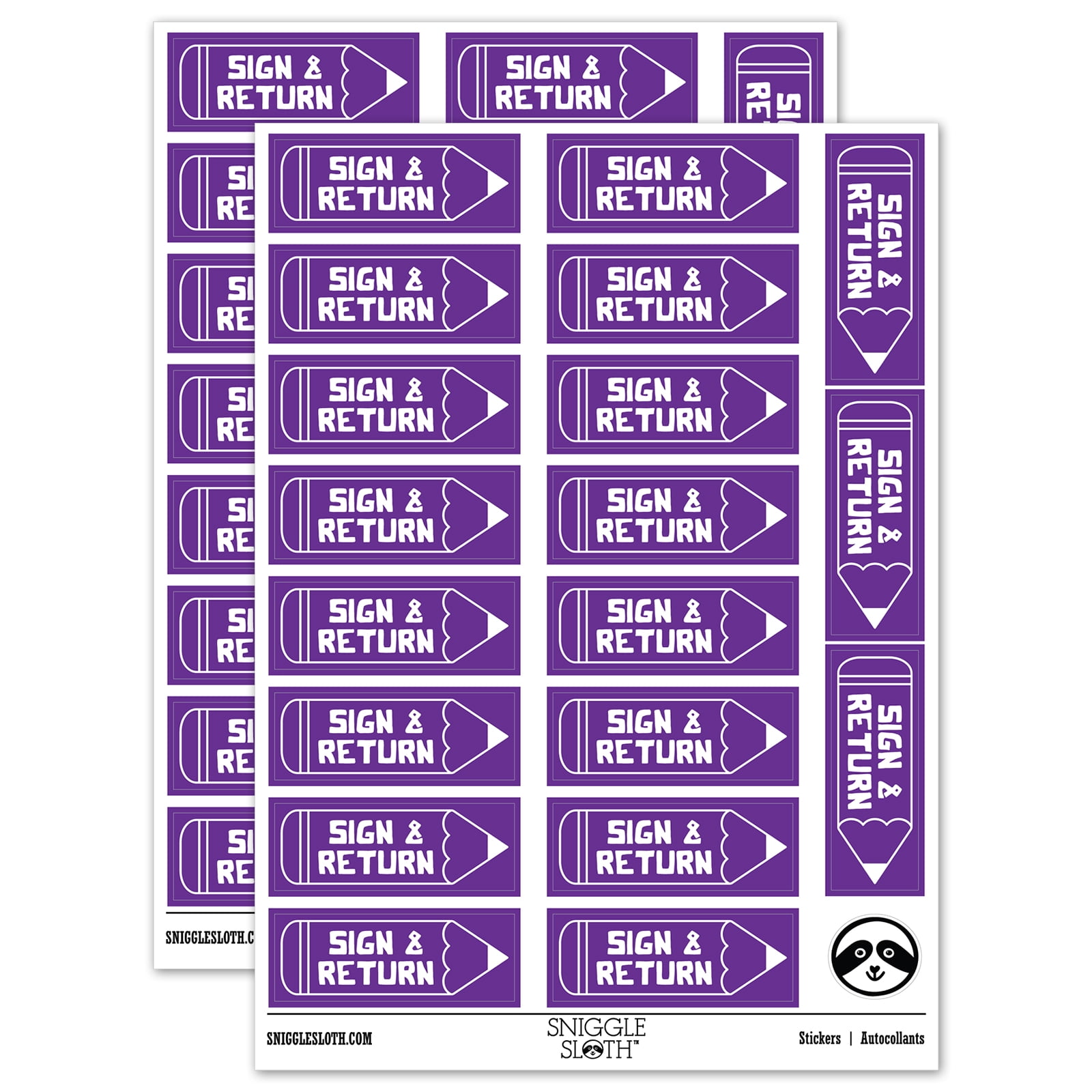 Sign and Return Pencil Teacher Student School Sticker Set - Purple ...